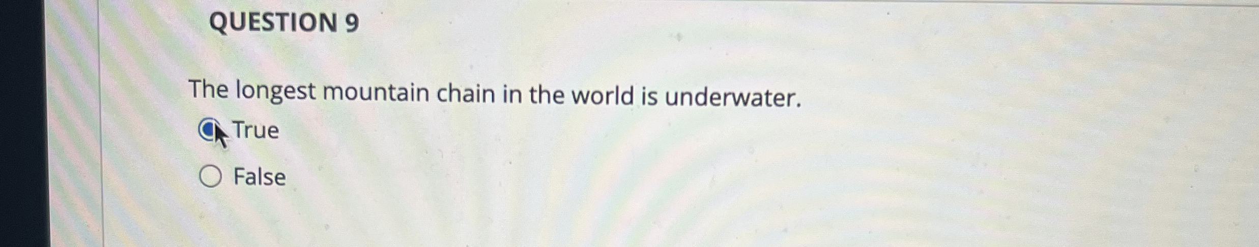 Solved QUESTION 9The longest mountain chain in the world is | Chegg.com