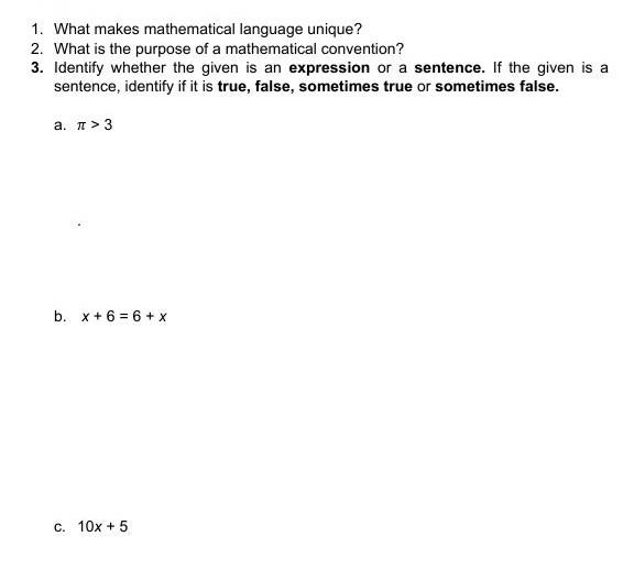 Solved 1. What makes mathematical language unique? 2. What | Chegg.com
