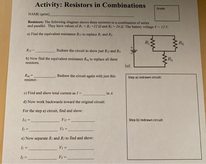 Solved Activity: Resistors in Combinations Grade NAME | Chegg.com