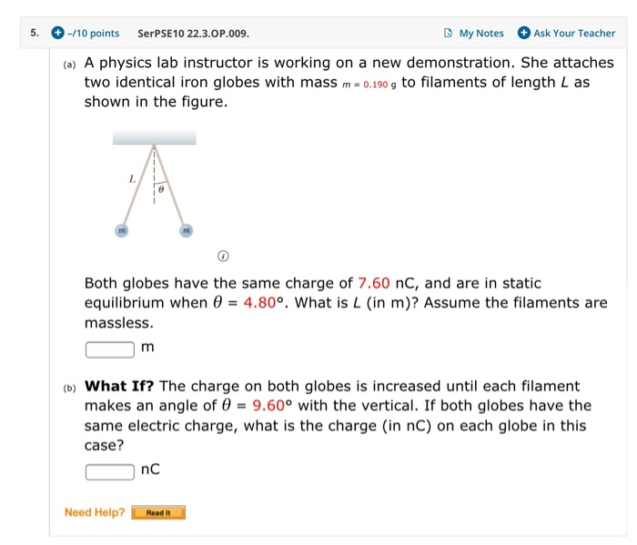 Solved 5. -/10 points SerPSE 10 22.3.OP.009. My Notes Ask | Chegg.com Solved 5. -/10 points SerPSE 10 22.3.OP.009. My Notes Ask | Chegg.com