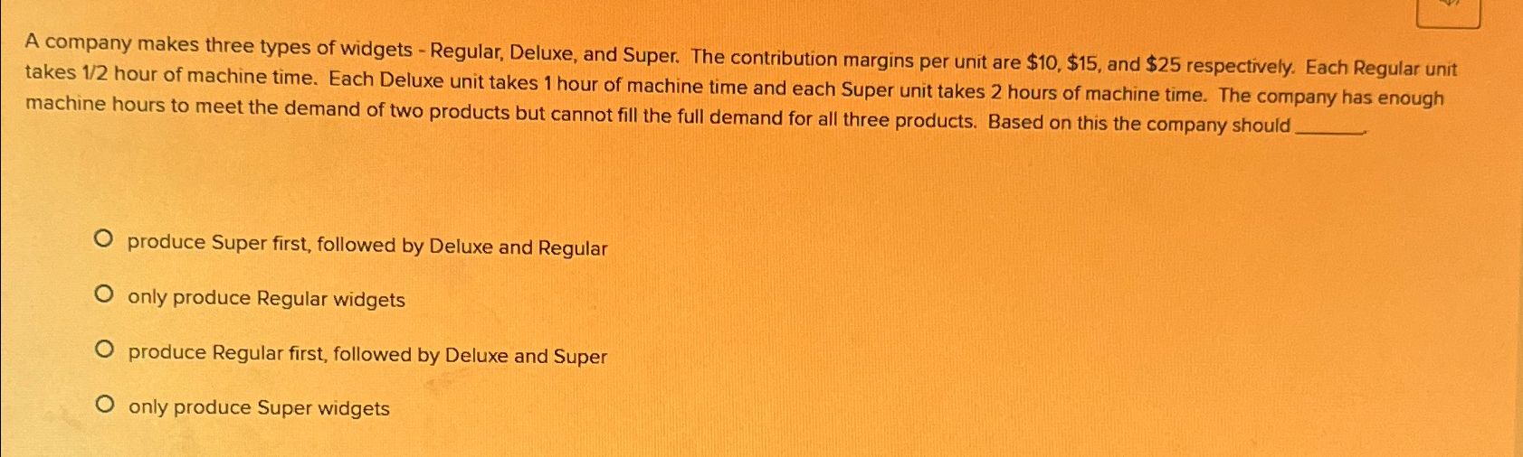 Solved A company makes three types of widgets - ﻿Regular, | Chegg.com