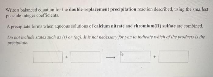 Solved Write a balanced equation for the double-replacement | Chegg.com