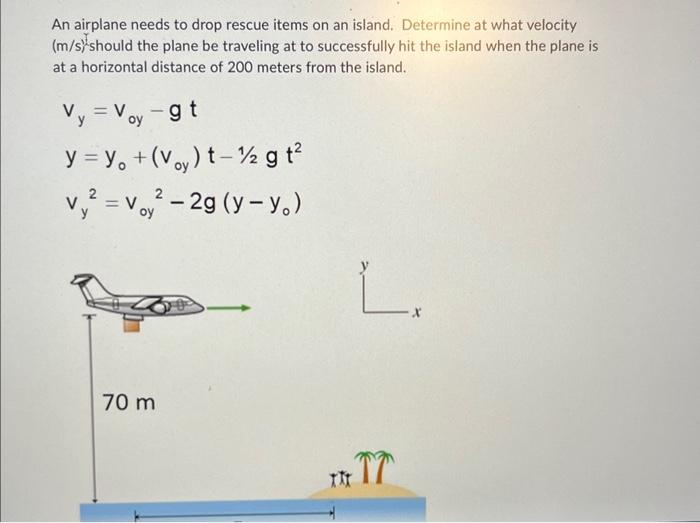 Solved An airplane needs to drop rescue items on an island. | Chegg.com
