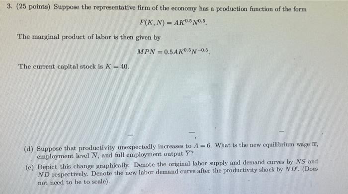 Solved 3. (25 points) Suppose the representative firm of the | Chegg.com
