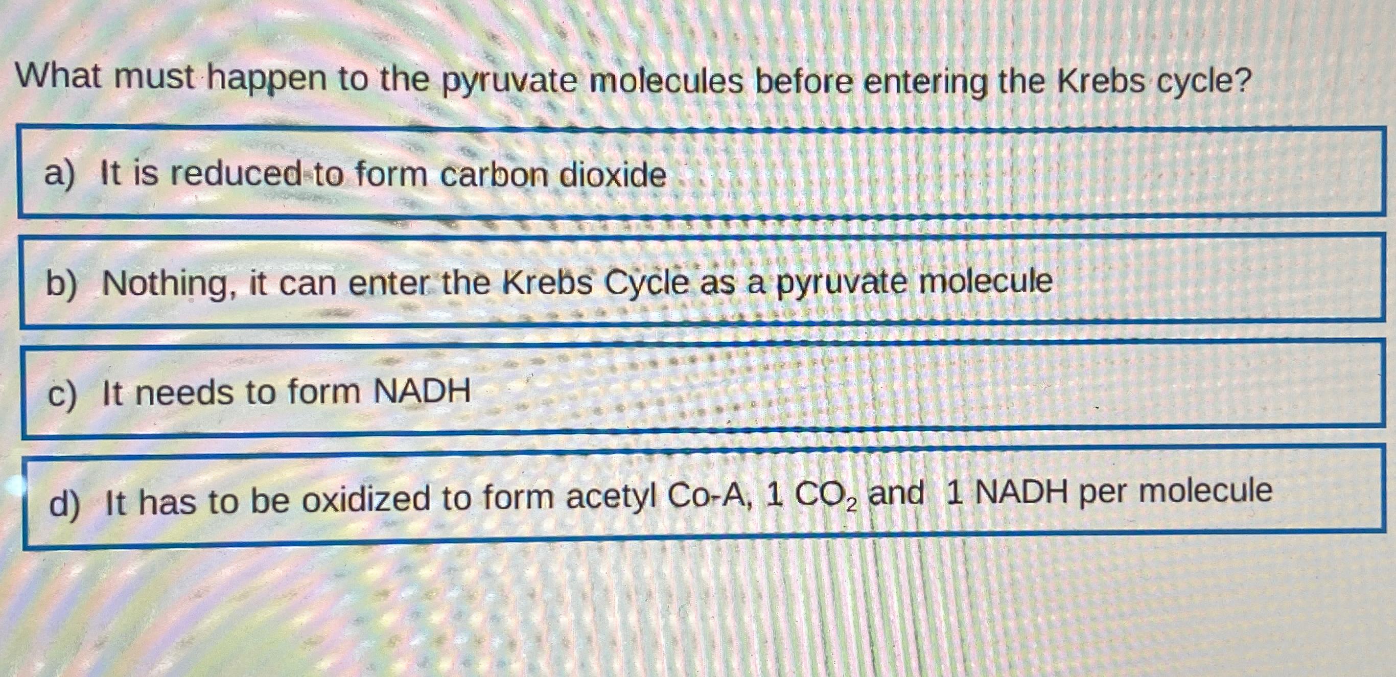 Solved What must happen to the pyruvate molecules before | Chegg.com