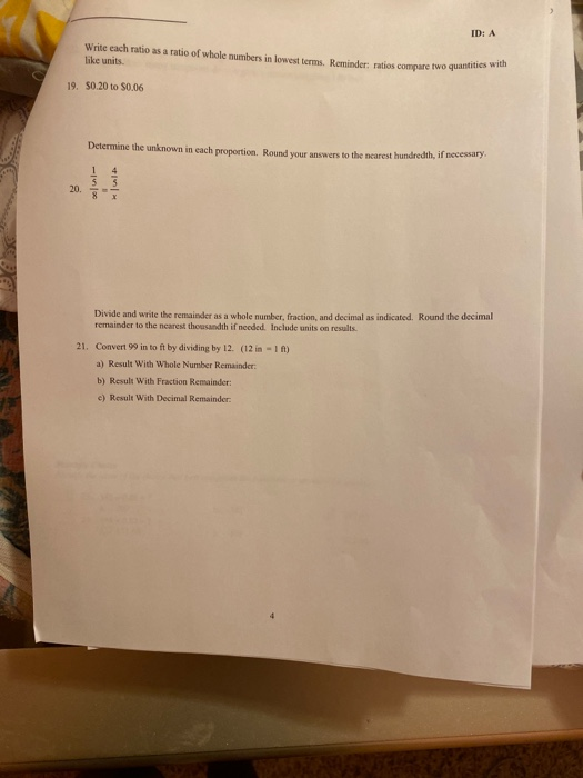 Solved ID: A Write each ratio as a ratio of whole numbers in | Chegg.com