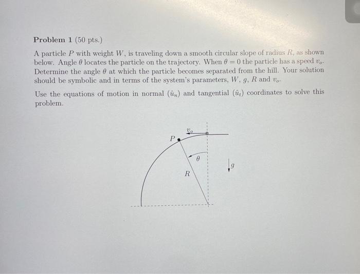 Solved Problem 1 (50 pts.) A particle P with weight W, is | Chegg.com
