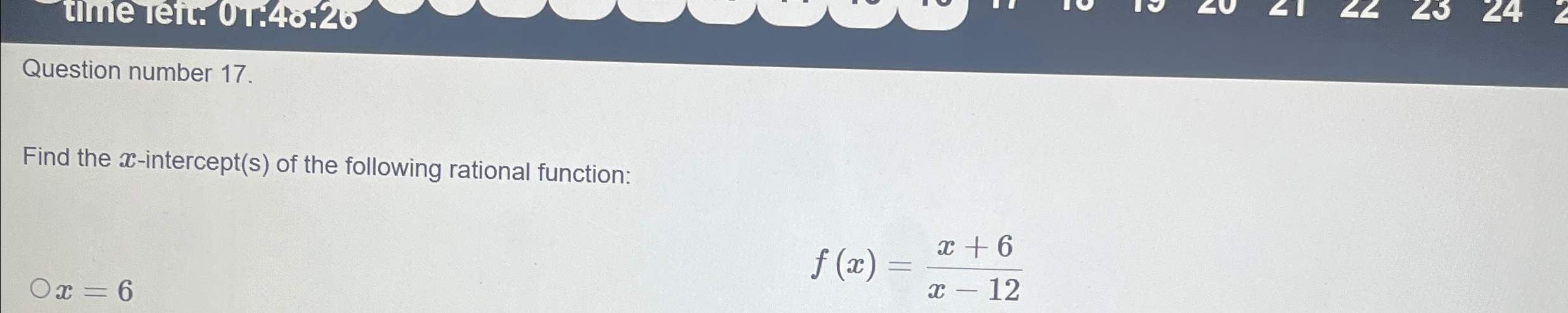 Solved Question number 17.Find the x-intercept(s) ﻿of the | Chegg.com