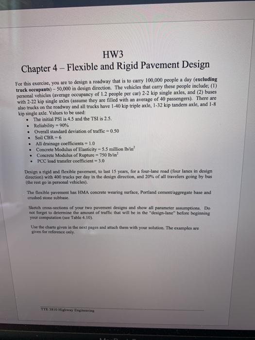Solved HW3 Chapter 4 - Flexible and Rigid Pavement Design | Chegg.com