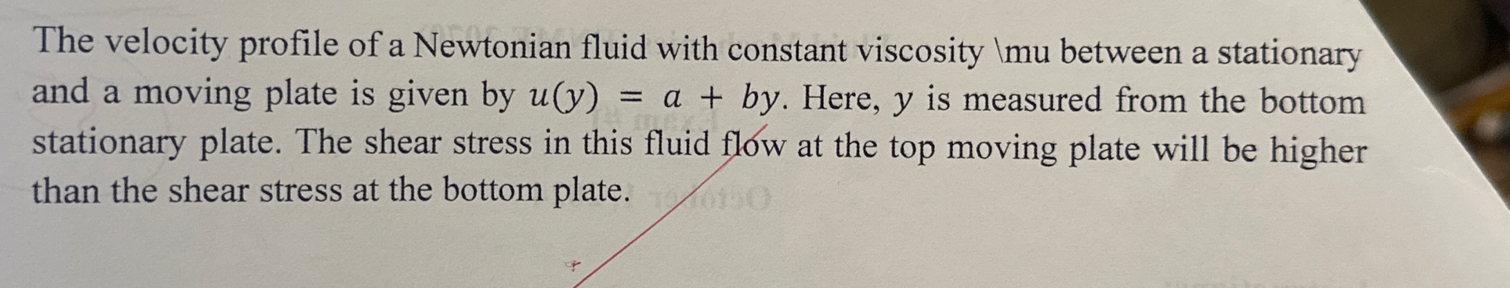 Solved The velocity profile of a Newtonian fluid with | Chegg.com