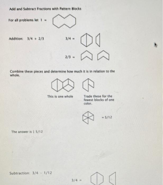 Solved Pattern Block Worksheets Using two hexagons together | Chegg.com