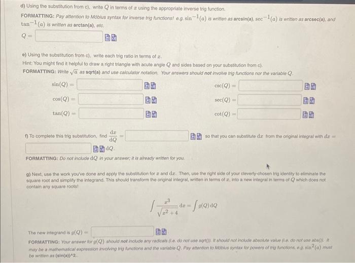 Solved ∫x2+4x3dx a) First, select one of the following trig | Chegg.com