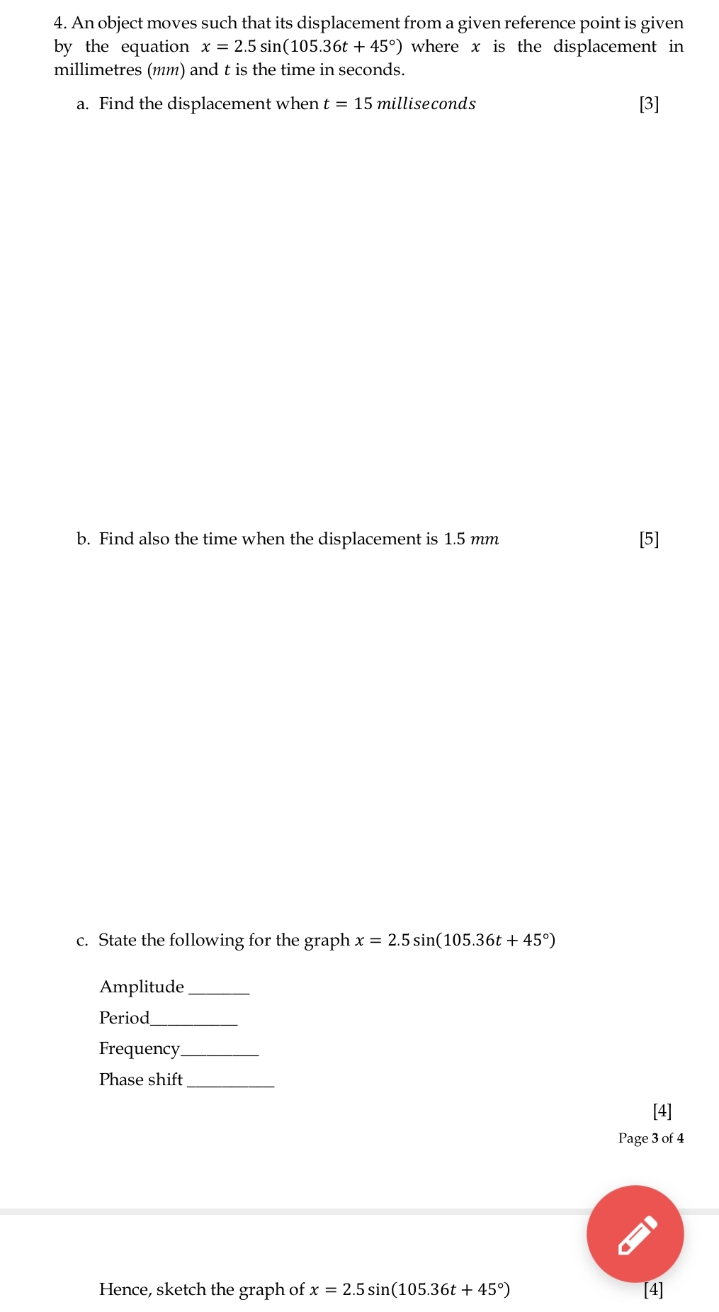 Solved An object moves such that its displacement from a | Chegg.com