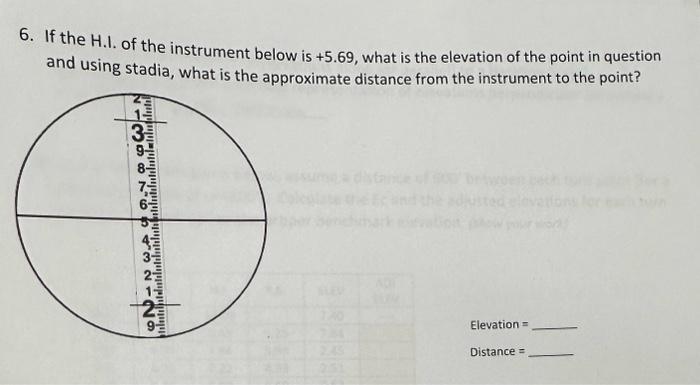 Solved 6. If the H.I. of the instrument below is +5.69, what | Chegg.com