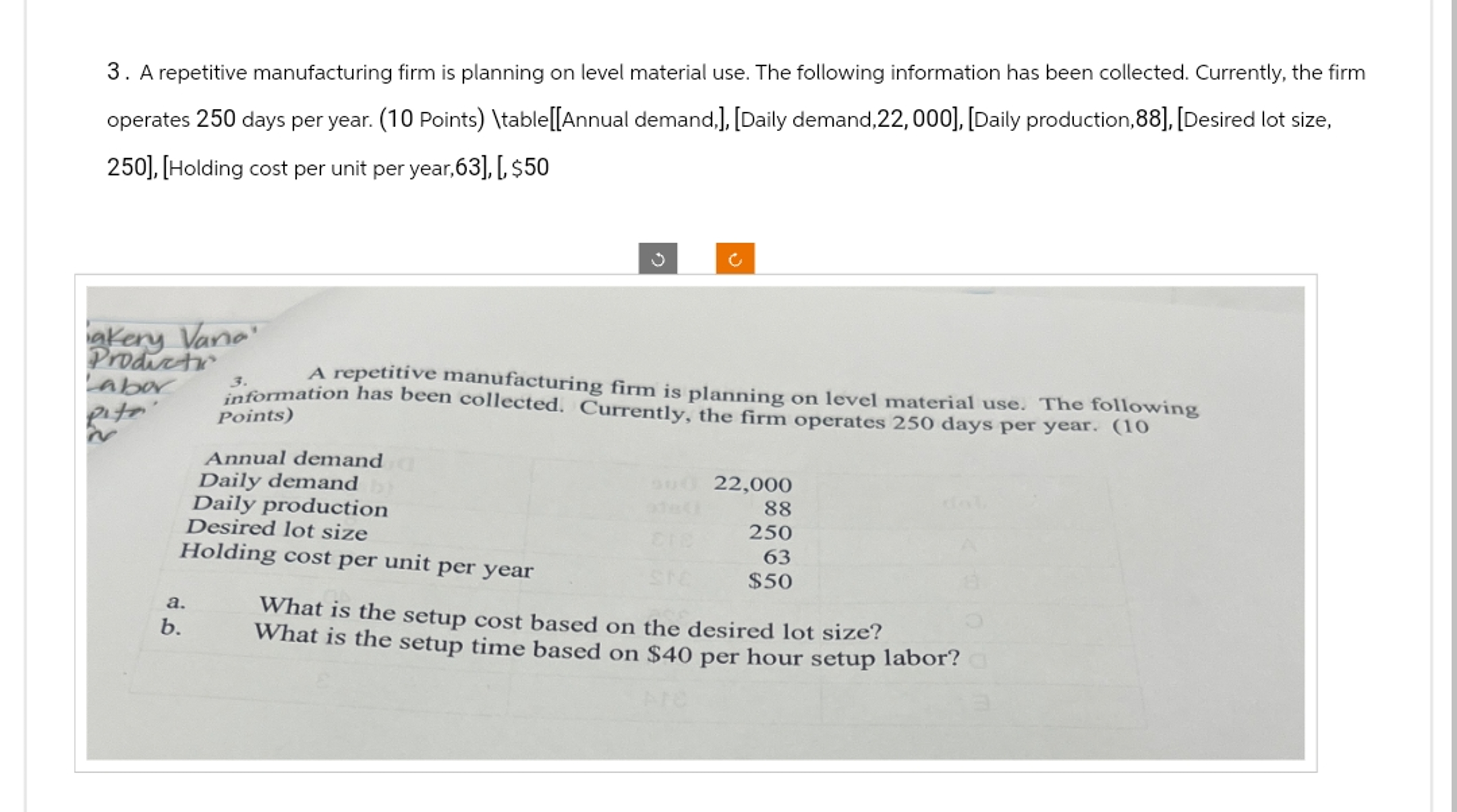 Solved A repetitive manufacturing firm is planning on level | Chegg.com