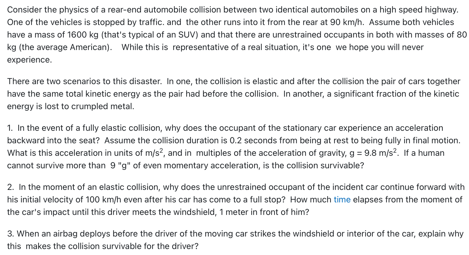 Solved Consider the physics of a rear-end automobile | Chegg.com