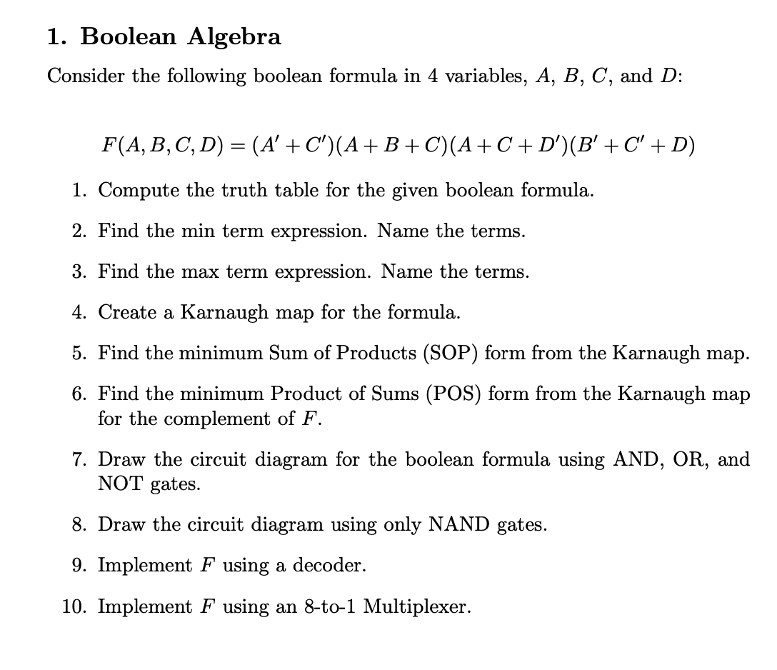 Please answer all parts of the question!! Boolean | Chegg.com