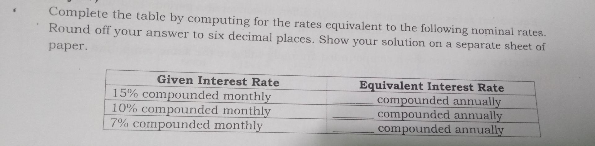 Solved Complete the table by computing for the rates | Chegg.com