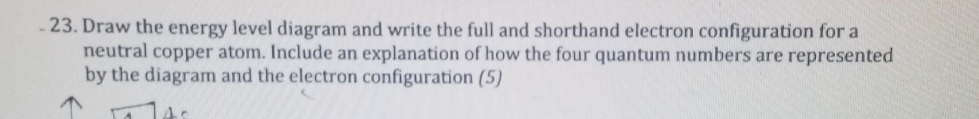 Solved 23. Draw the energy level diagram and write the full | Chegg.com