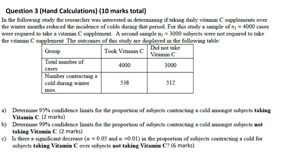 Solved Question 3 (Hand Calculations) (10 ﻿marks total)In | Chegg.com