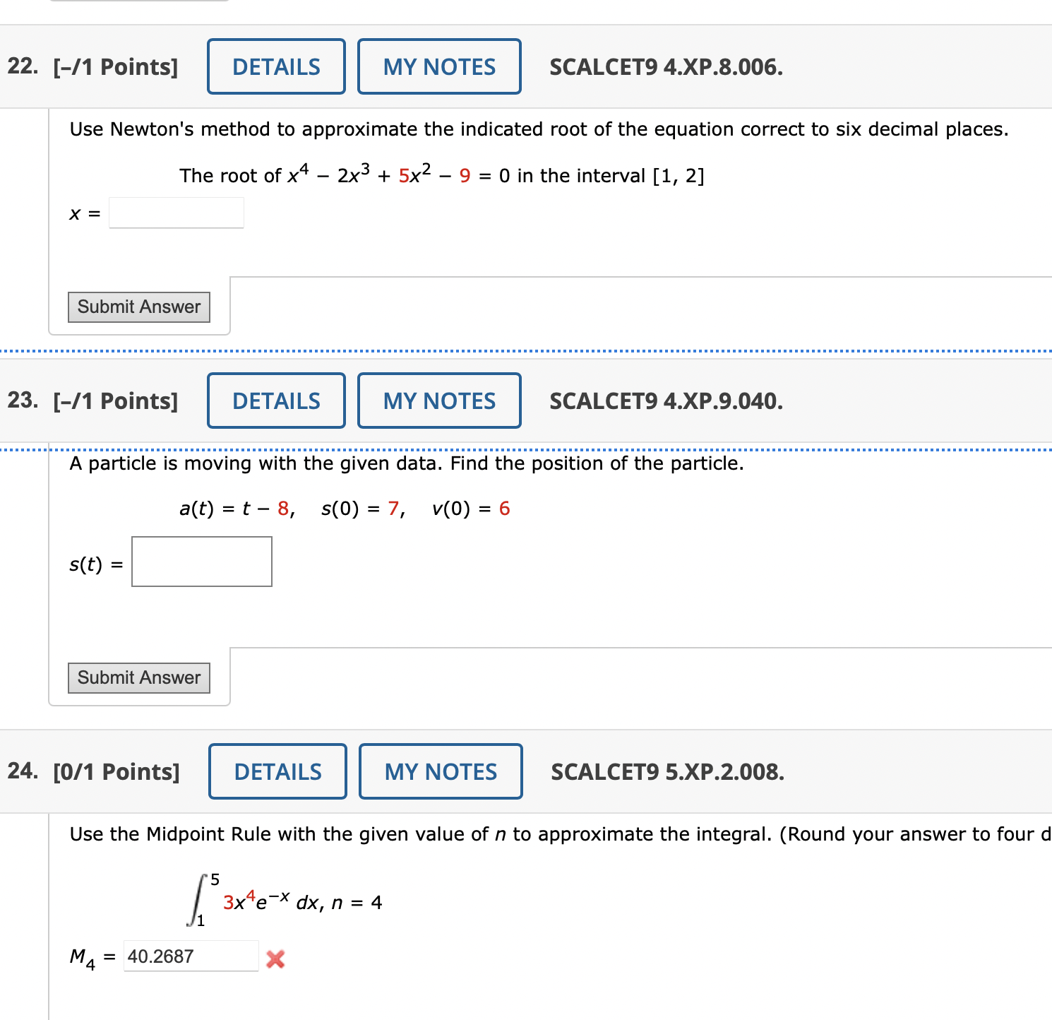 Solved [-/1 ﻿Points]SCALCET9 4.XP.8.006.Use Newton's method | Chegg.com