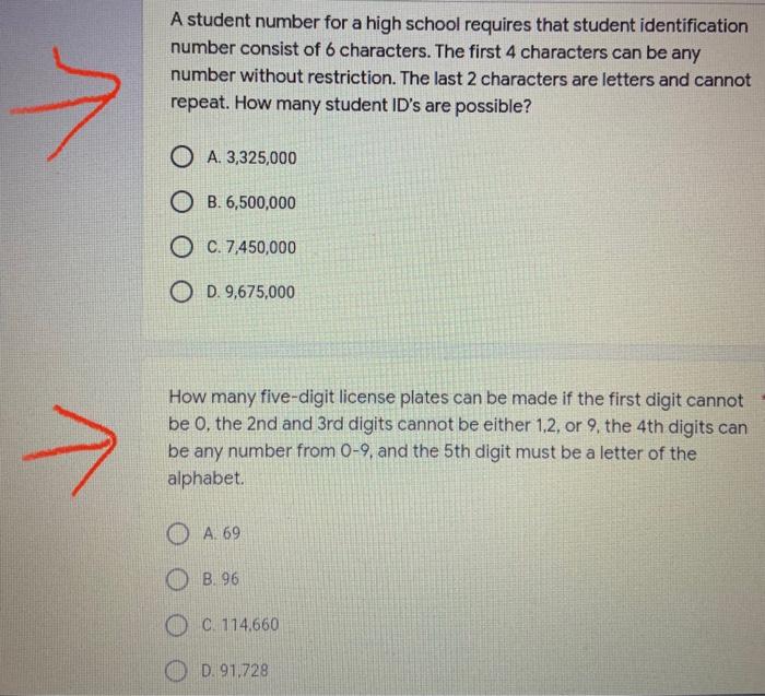 Solved A student number for a high school requires that | Chegg.com