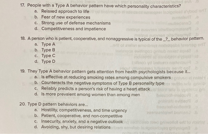 what is type a behaviour pattern
