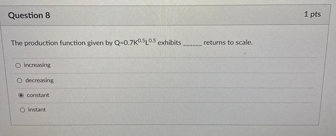 Solved Suppose a firm with a production function Q=K L. What | Chegg.com