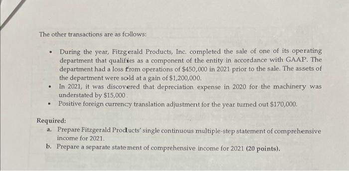 Solved 4. Fitzgerald Products, Inc. provided the following | Chegg.com