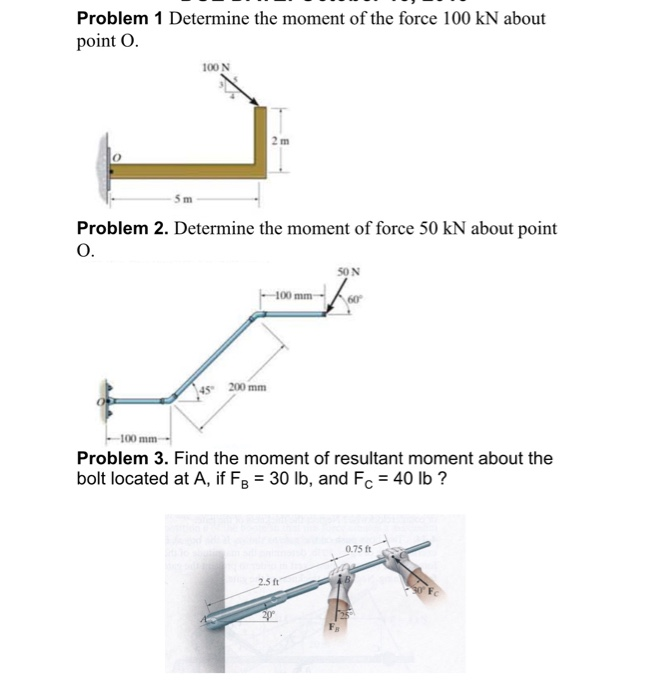 Problem 1 Determine the moment of the force 100 kN | Chegg.com