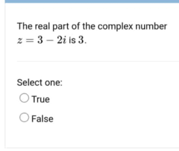 Solved The real part of the complex number z=3-2i ﻿is | Chegg.com