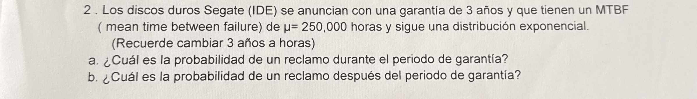 Solved Los discos duros Segate (IDE) ﻿se anuncian con una | Chegg.com