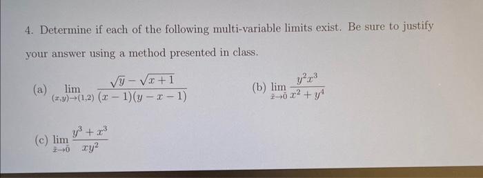 Solved 4. Determine if each of the following multi-variable | Chegg.com