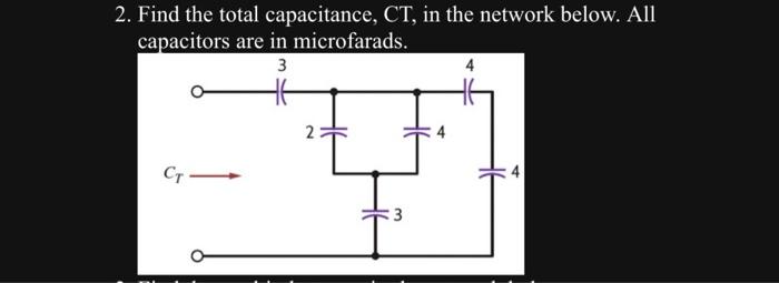 Solved 2. Find the total capacitance, CT, in the network | Chegg.com