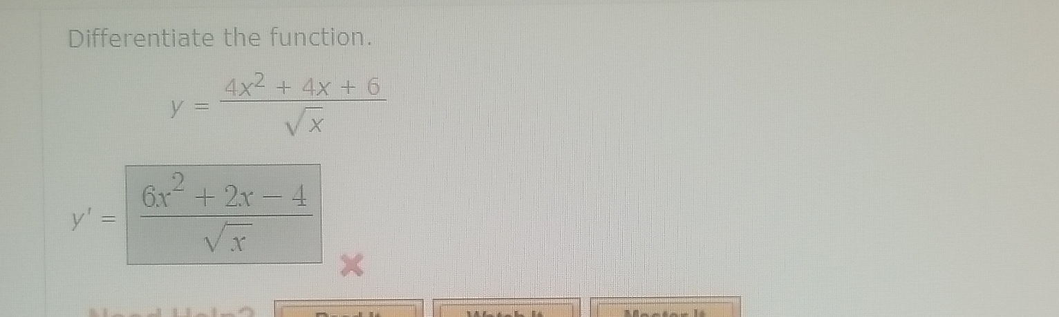 Solved Differentiate the function.y=4x2+4x+6x2Please show | Chegg.com