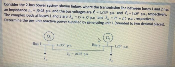 Solved Consider the 2-bus power system shown below, where | Chegg.com
