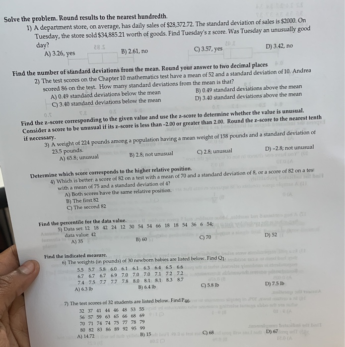 Solved Solve the problem. Round results to the nearest | Chegg.com