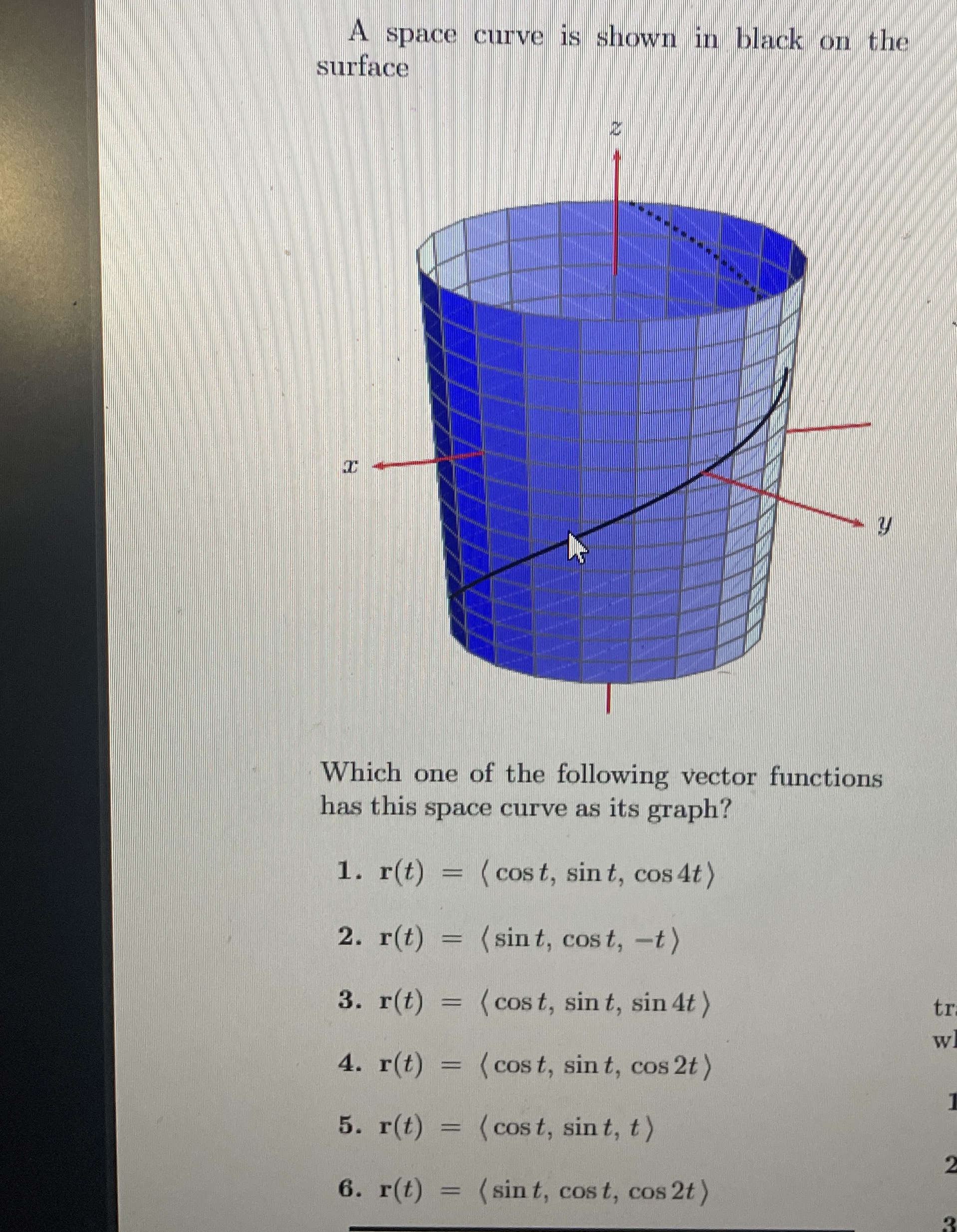 Solved A space curve is shown in black on the surfaceWhich | Chegg.com