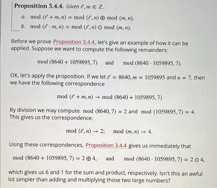 Solved a. mod(ℓ+m,n)=mod(ℓ,n)⊕mod(m,n), b. | Chegg.com