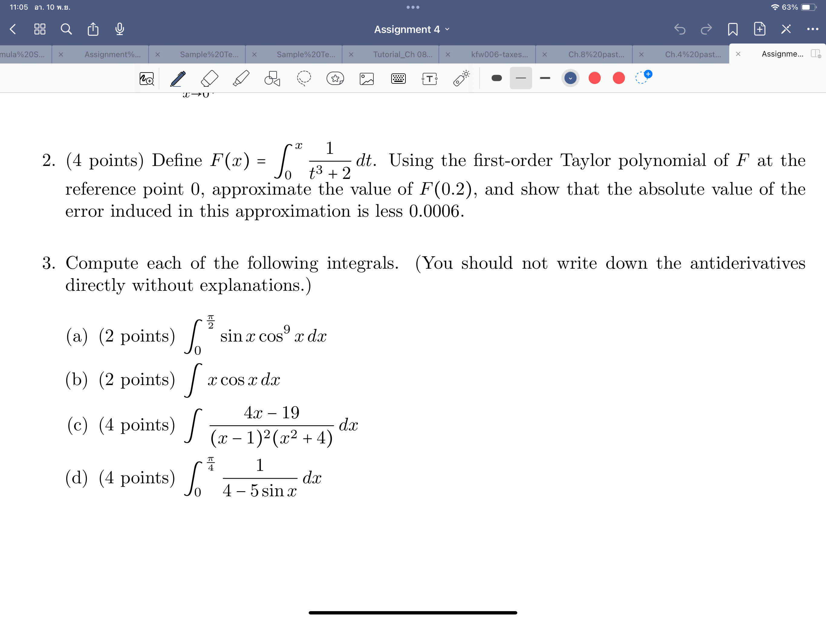 Solved (4 ﻿points) ﻿Define F(x)=∫0x1t3+2dt. ﻿Using the | Chegg.com