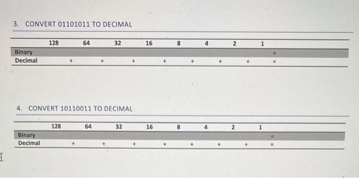 Solved 3. CONVERT 01101011 TO DECIMAL 4. CONVERT 10110011 TO | Chegg.com