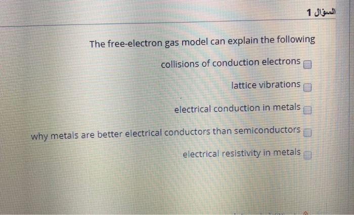 Solved 1 Jual The free-electron gas model can explain the | Chegg.com