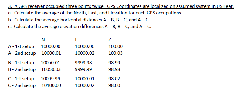 Solved A GPS receiver occupied three points twice. GPS | Chegg.com