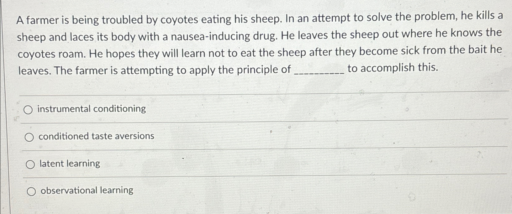 Solved A farmer is being troubled by coyotes eating his | Chegg.com