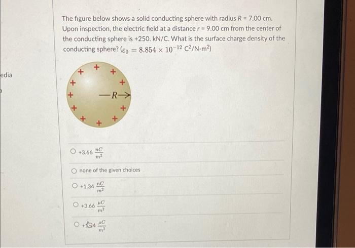 Solved The figure below shows a solid conducting sphere with | Chegg.com