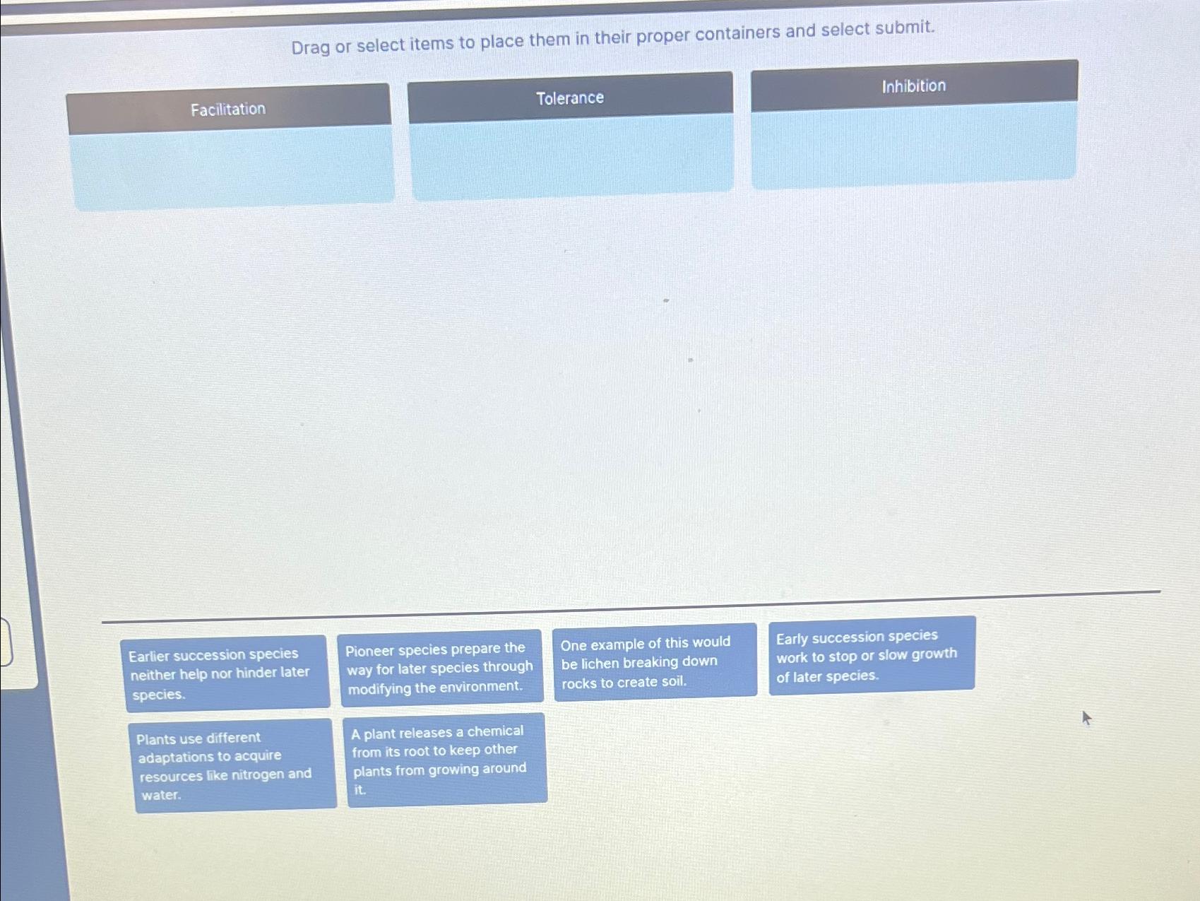 Solved Drag or select items to place them in their proper | Chegg.com
