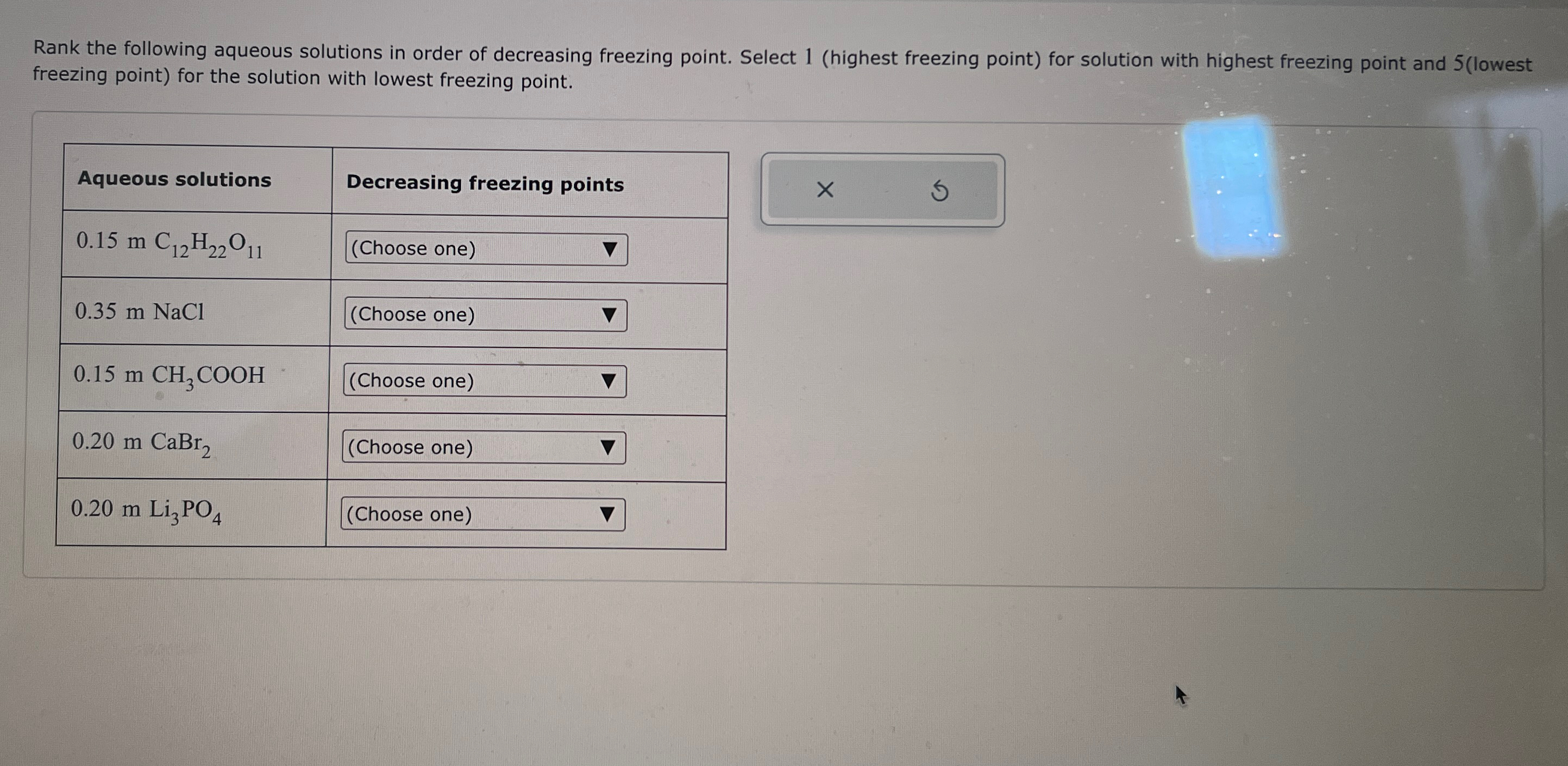 Solved Rank the following aqueous solutions in order of | Chegg.com