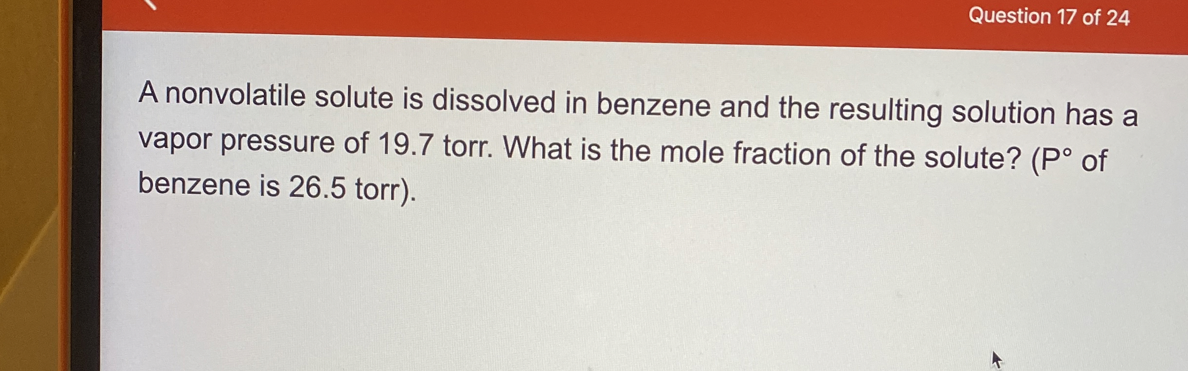 Solved Question 17 ﻿of 24A nonvolatile solute is dissolved | Chegg.com