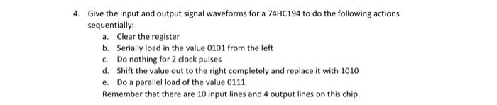Solved 4 Give The Input And Output Signal Waveforms For A