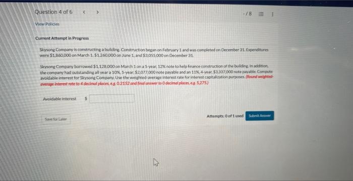 Solved Current Attempt in Progress Skysong Compary is | Chegg.com